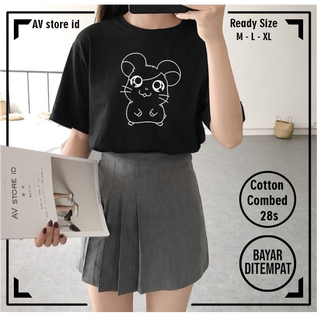 Jual T shirt Wanita - Kaos kartun Hamtaro Sketch | Shopee Indonesia