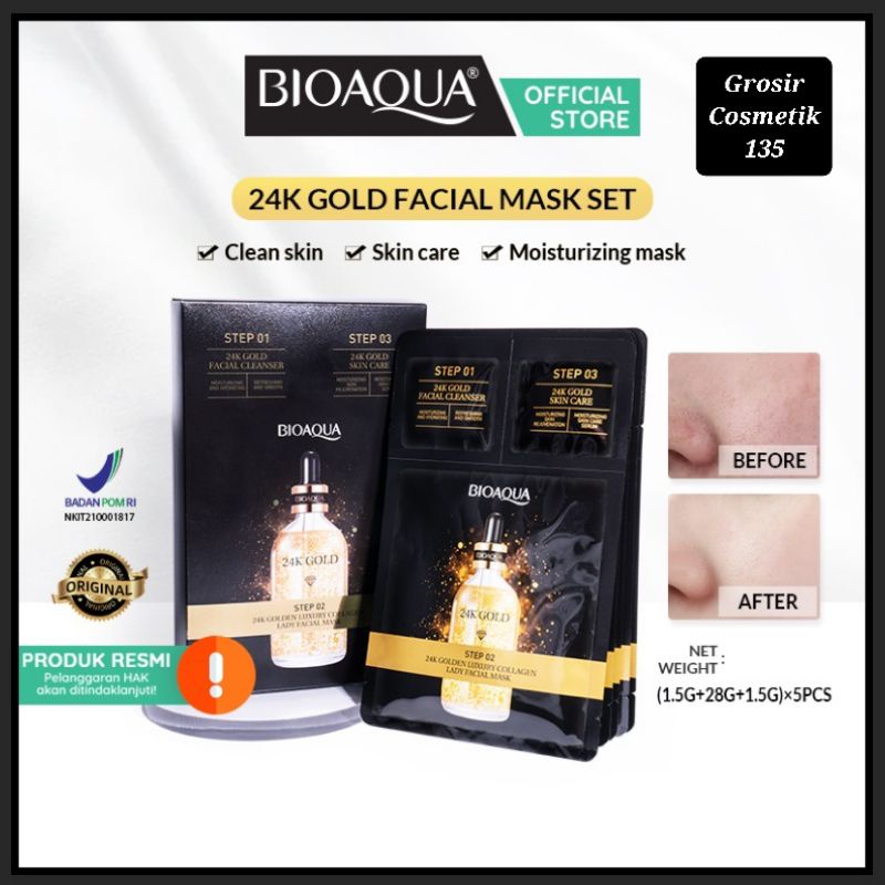 Jual BIOAQUA 24K GOLD FACIAL MASK SET [ 𝗕𝗣𝗢𝗠 ] 𝗛𝗔𝗥𝗚𝗔 𝗣𝗘𝗥 𝗦𝗔𝗖𝗛𝗘𝗧 ...