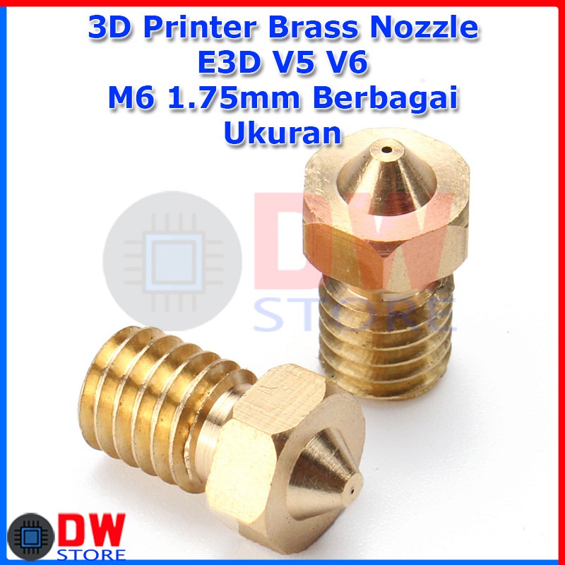 Jual 3D Printer Linear Brass Nozzle E3D V5 V6 M6 1.75mm Berbagai Ukuran | Shopee Indonesia