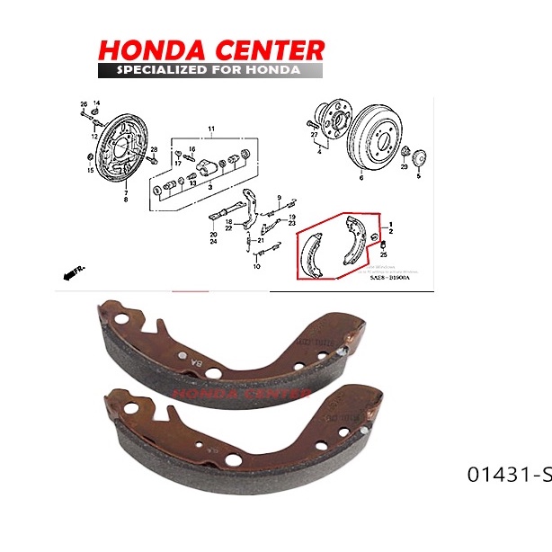 Jual Kampas Rem Brake Shoe Sepatu Rem Belakang Jazz Gd3 2004 2005 2006 ...