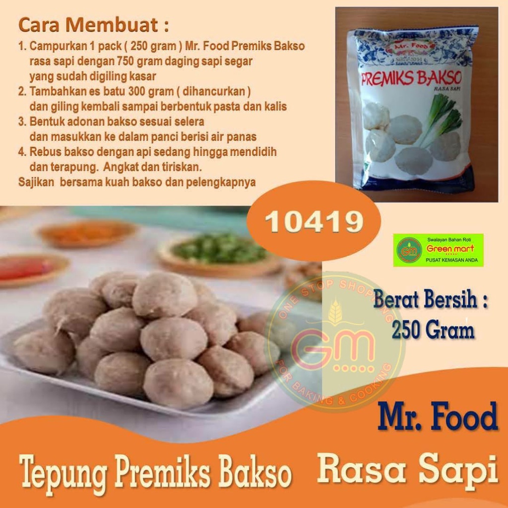 Jual Tepung Premiks Bakso Rasa Sapi Merk Mr. Food Kemasan 250 Gram ...