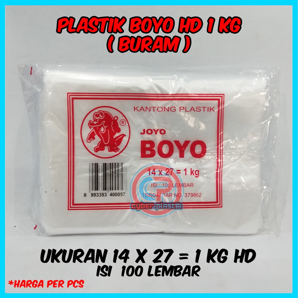 Jual Plastik Boyo HD 1 kg Buram 0,1 (TIPIS) ukuran 14 x 27 isi 100 ...