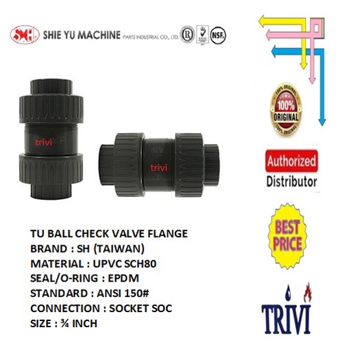 Jual tu ball check valve pvc true union sch 80 3/4 inch epdm,cek kran ...