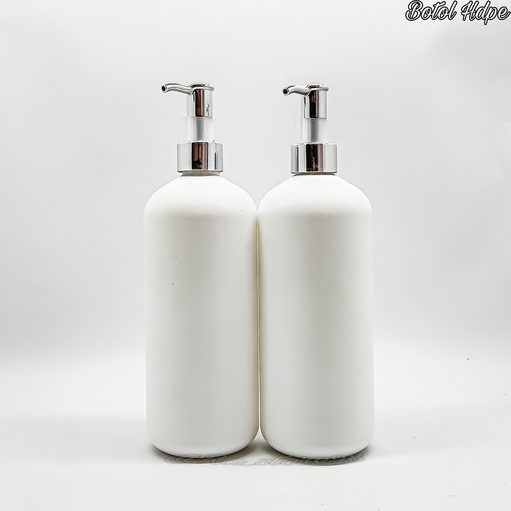 Jual Botol Pump Platinum 500ml Tinggi HDPE Putih / Botol Putih Pump Luxury Platinum Varian HDPE ...