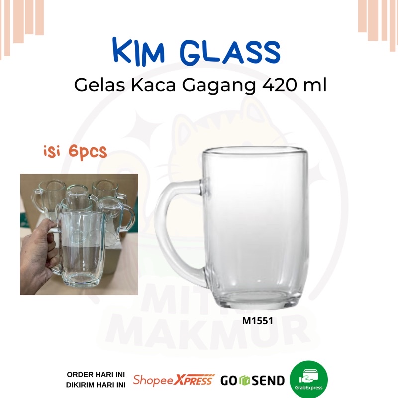 Jual KIM GLASS - Gelas Gagang Kaca Gelas Air Minum 420 ml M1551 Gelas Teh Gendut @6 Pcs | Shopee ...