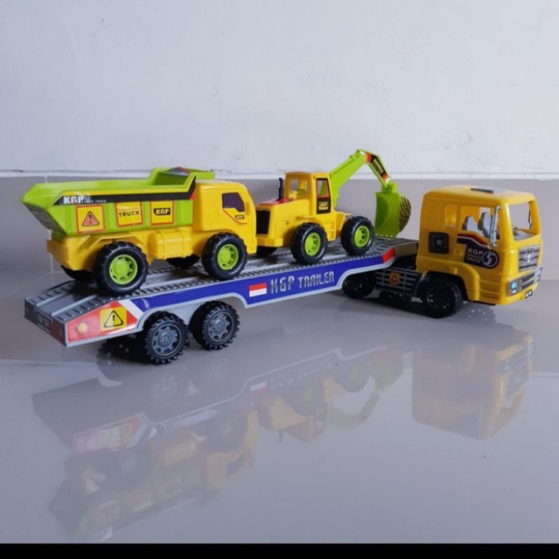 Jual Mainan Truk Hauler Angkut Mobil Truck Trailer Excavator Buldozer ...