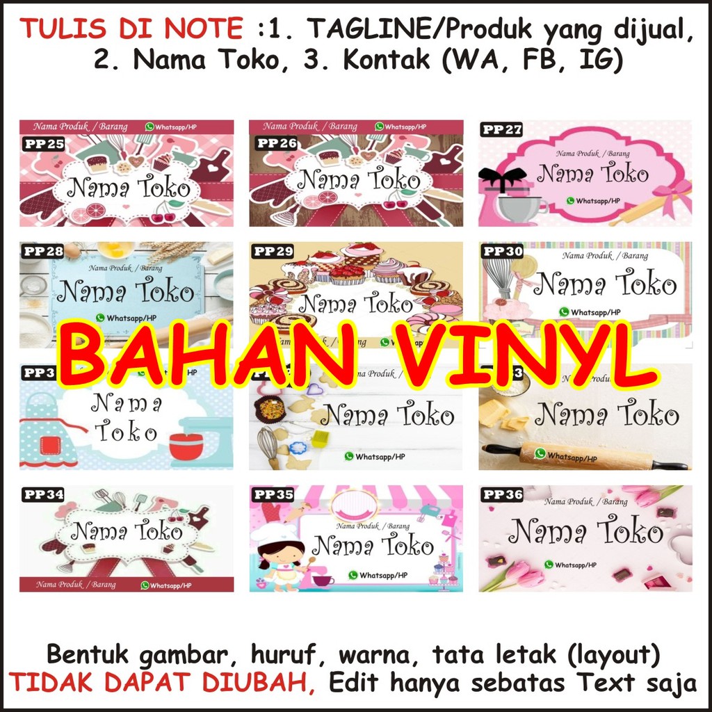 Jual (VINYL-16) ISI 100 STIKER PERSEGI PANJANG/STIKER KEMASAN/STIKER ...