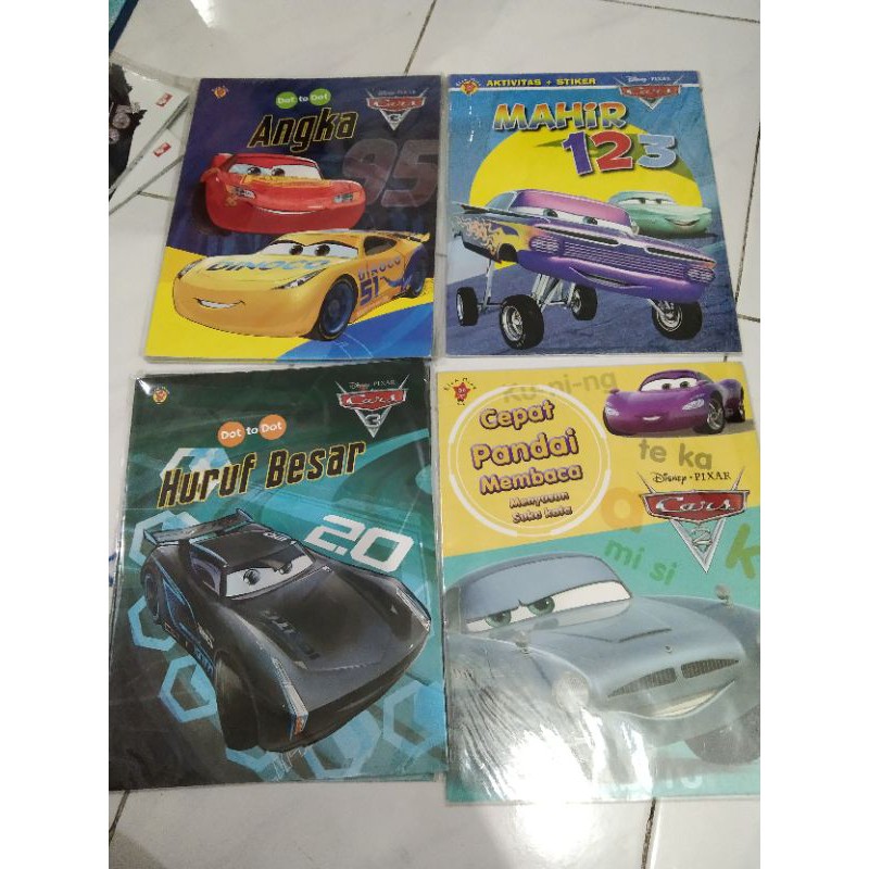 Jual buku aktivitas, dot to dot mewarnai belajar membaca berhitung cars ...