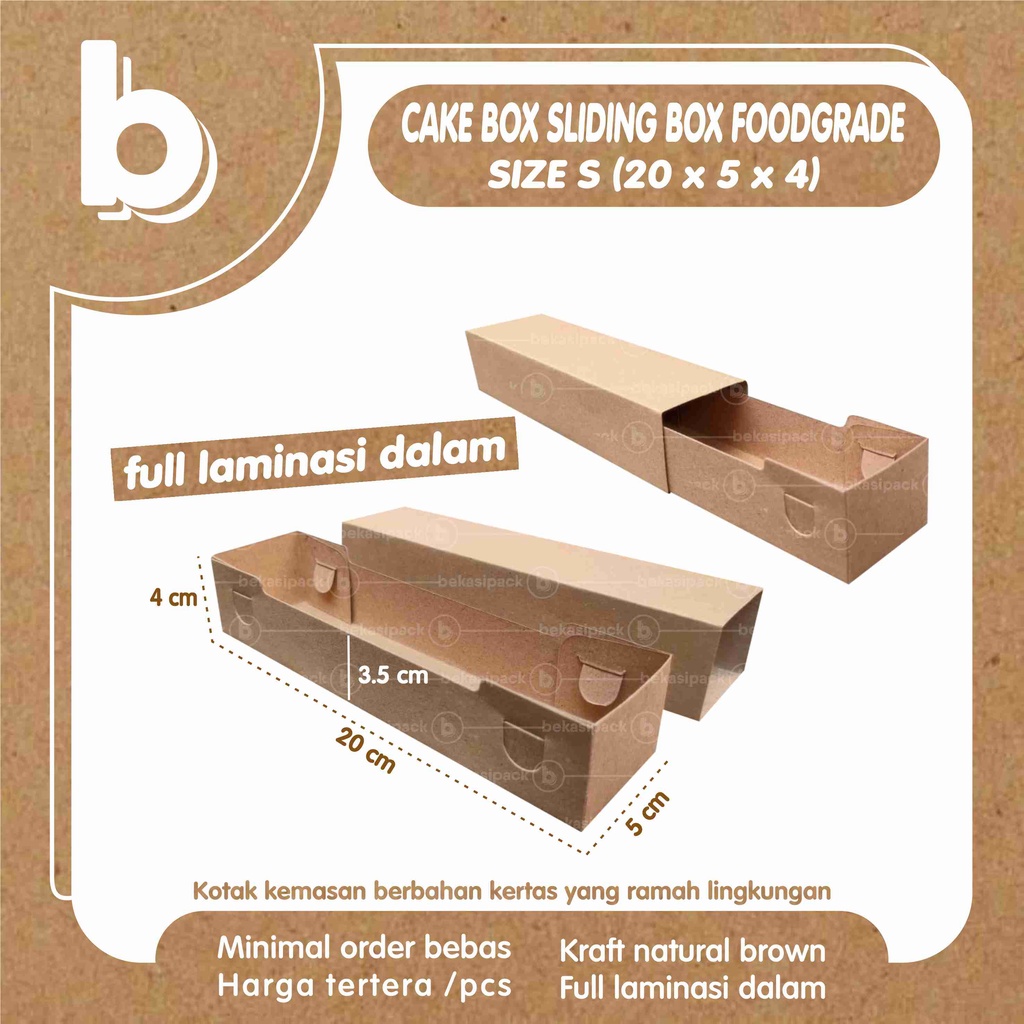 Jual Cake Box Sliding Box S Kraft Foodgrade 20x5x4 I CBSBSKF00299 ...
