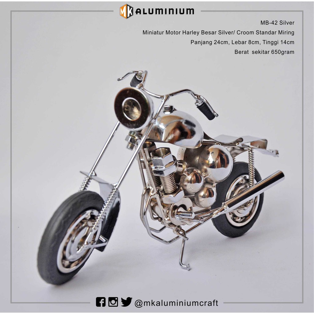 Jual Miniatur Sepeda Motor Harley Moge Besi - Herley Logam Silver Besar ...