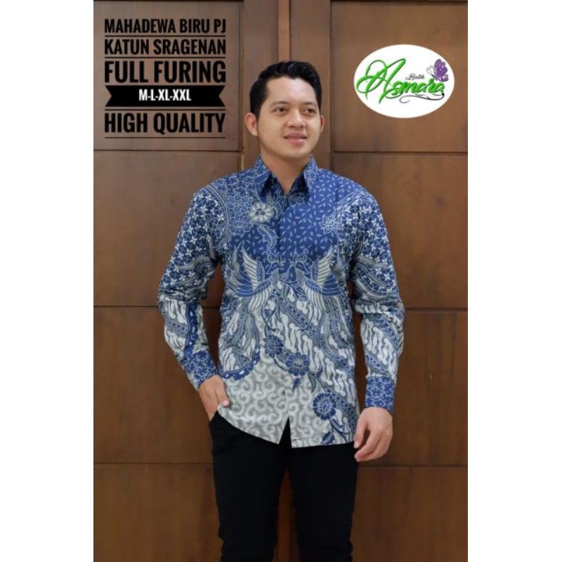 Jual Batik Pendek Pria Manuk Sesanding Biru Batik Modern Pria Lapis ...