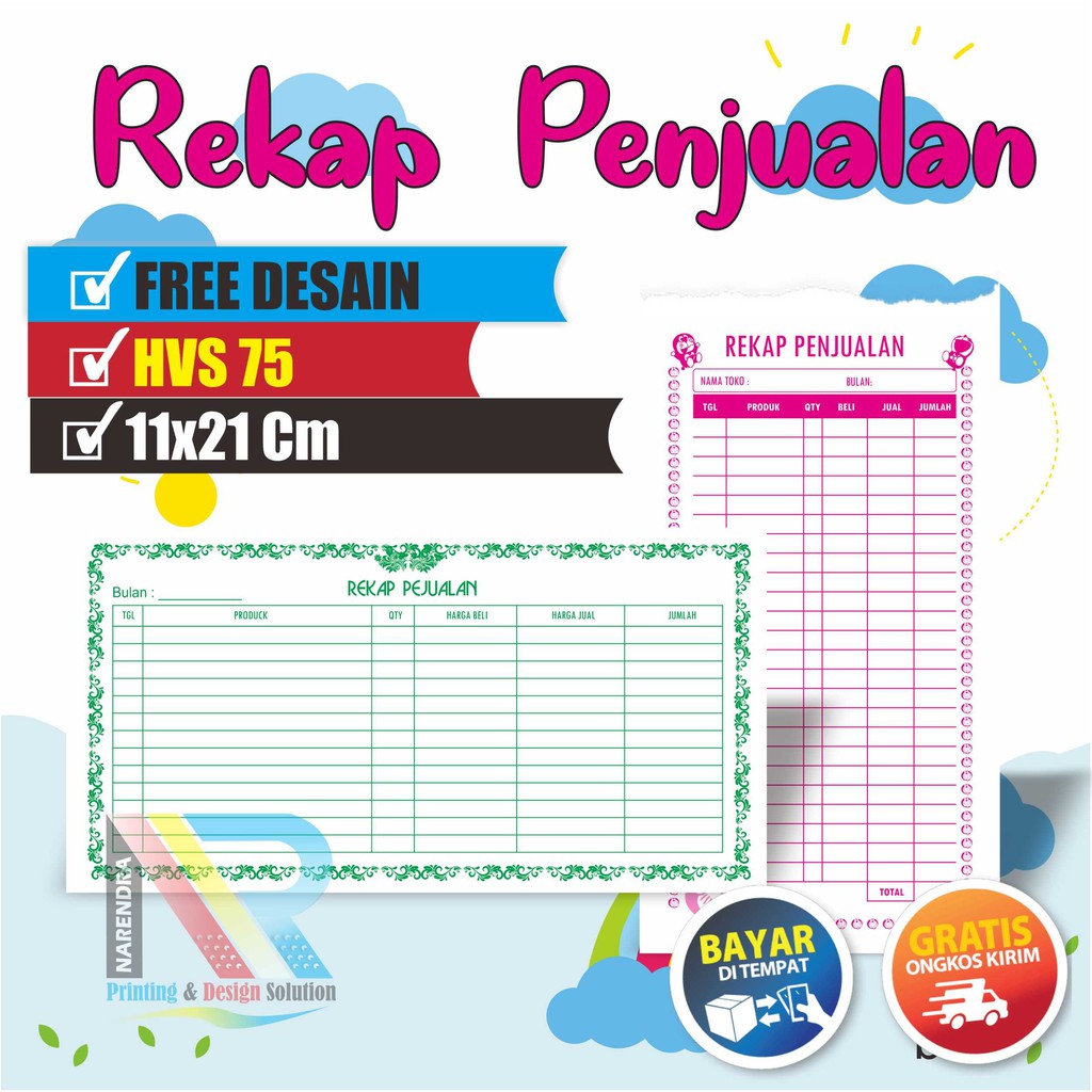 Jual Buku REKAP PENJUALAN ORDER | CUSTOM | Free Desain | percetakan ...