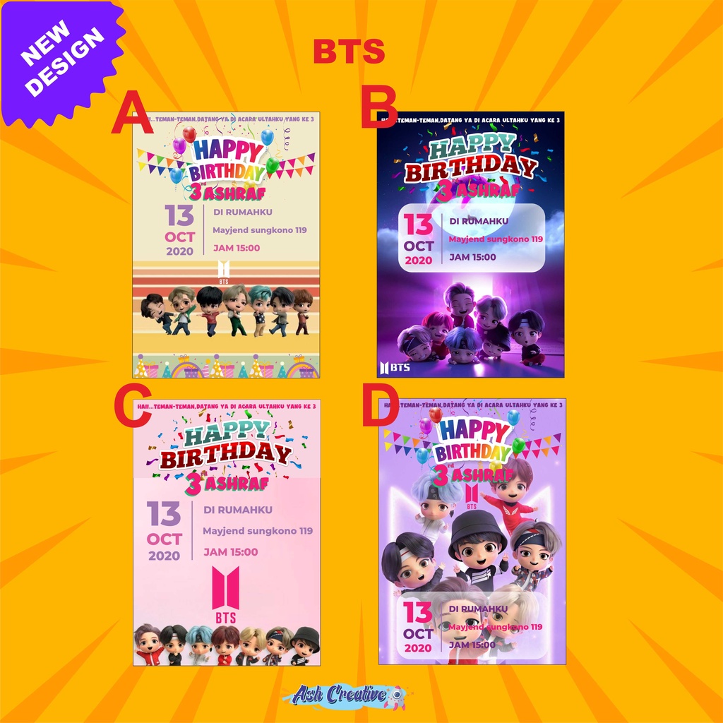 Jual UNDANGAN ULTAH BTS CHIBI | Shopee Indonesia