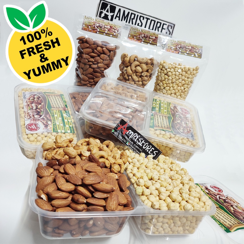 Jual Mix Nut paket 3 jenis kacang panggang matang 3in1 kacang Almond ...