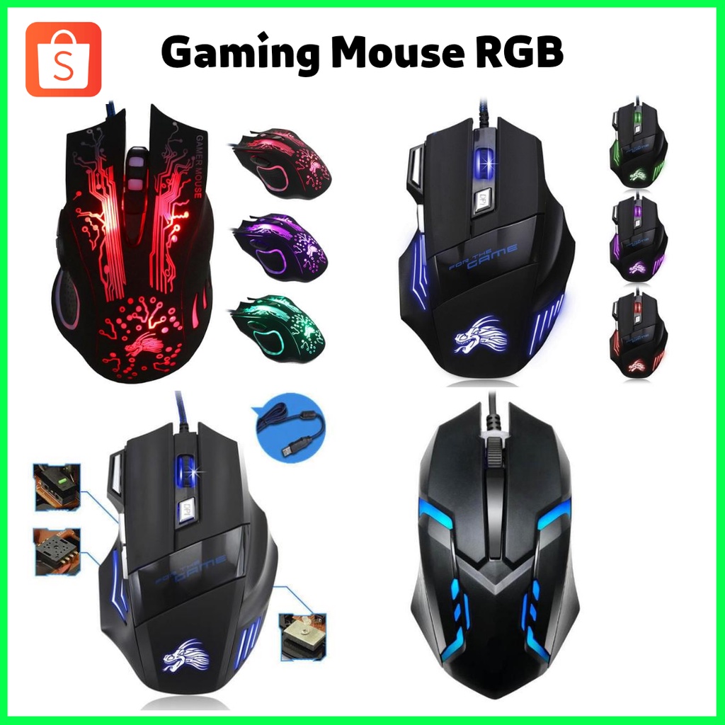 Jual [Promo] Mouse Gaming LED RGB USB Wired Berbagai Model Keren ...