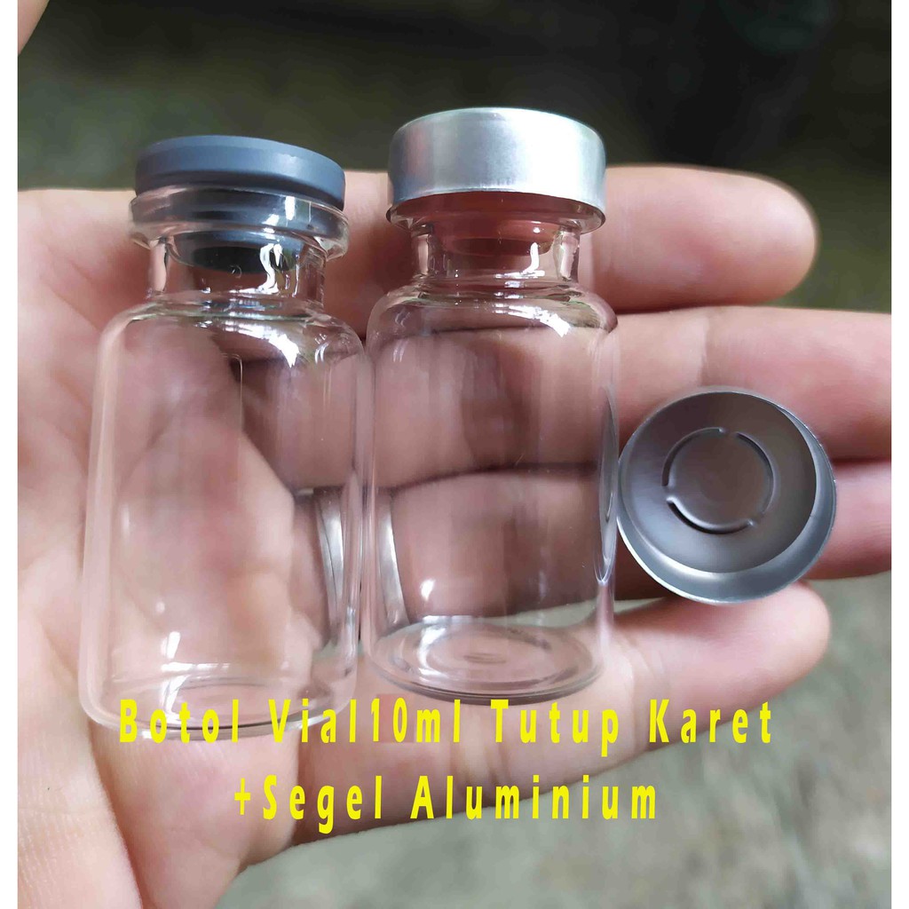 Jual Botol Kaca Vial 10ml 10 ml Pinisilin + Segel Creamping Aluminium ...