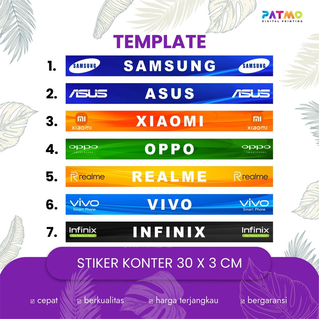 Jual Stiker Etalase Handphone Pulsa Costum Nama + Laminating Glossy ...