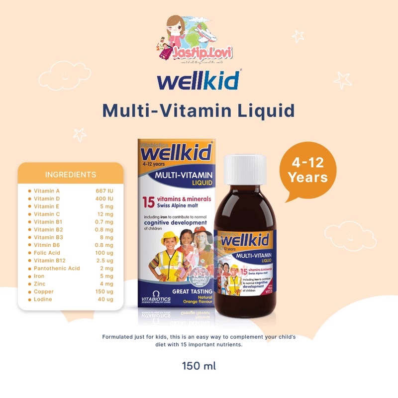 Jual wellkid multivitamin liquid for kids made in britain | Shopee ...