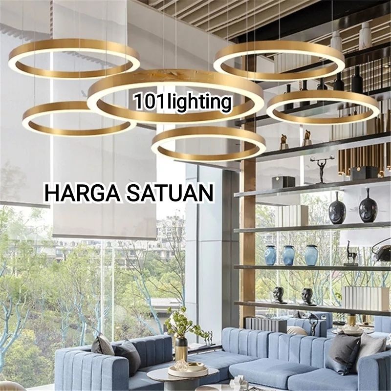 Jual Lampu Gantung Led Ring Cincin Dekorasi Ruang Tamu 20001-40CM ...