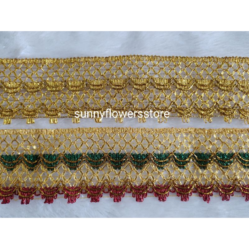 Jual RENDA GOLD 2 LINE LEBAR 7 CM ISI 10YARD | Shopee Indonesia