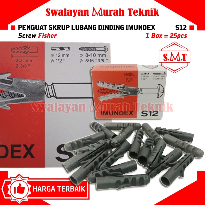 Jual IMUNDEX S12 Angkur Plastik Penguat Skrup Lubang Tembok Box/25pcs ...