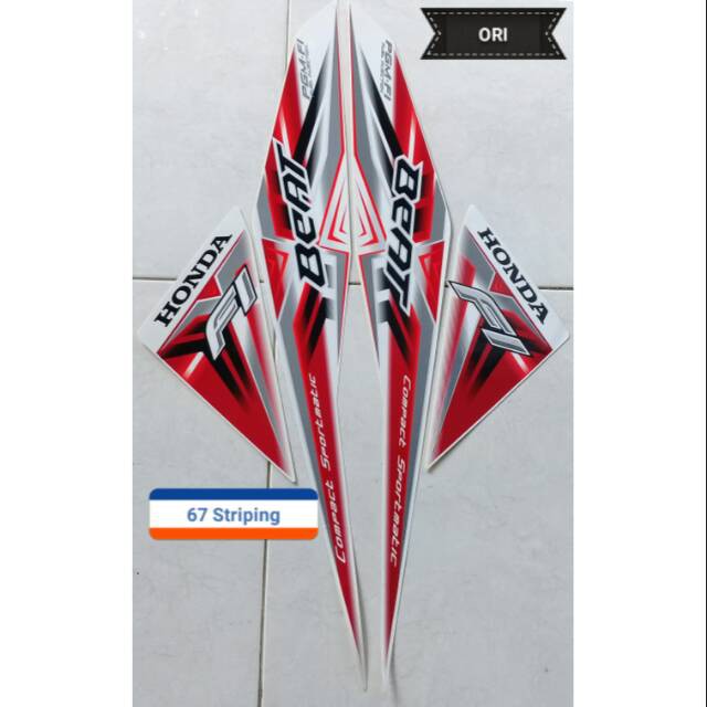 Jual Stiker Striping Motor Honda Beat PGM F1 2015 Putih Merah | Shopee ...