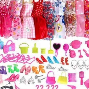 Jual Paket 15 Baju Barbie 15 Aksesoris Barbie dan 15 Pasang Sepatu ...