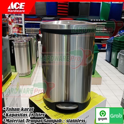 Jual Tempat Sampah 18 Ltr Stainless Tong Sampah Pedal Bin Dust Bin Trash Bin Round Krisbow ...