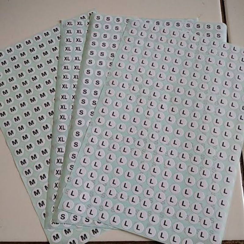 Jual Stiker segel stiker segel ukuran/Size ukuran baju kaos dll stiker ...