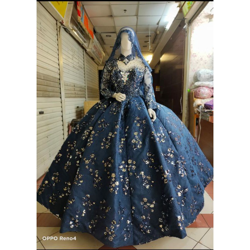 Jual GAUN WEDDING BELIMBING MEWAH BEREKOR//GAUN PENGANTIN MUSLIM //JAS ...