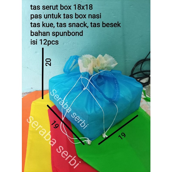Jual tas serut box 18x18 tas spunbond tas snack tas tahlilan tas box ...