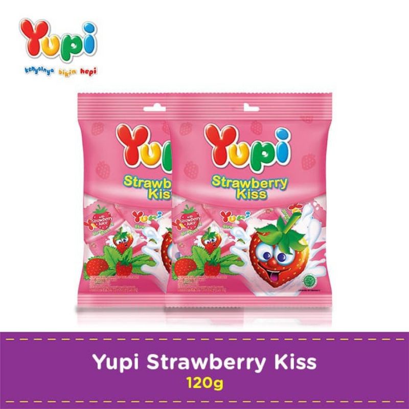 Jual permen yupi strawberry kiss 120 gr | Shopee Indonesia