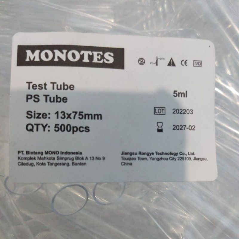Jual SEMUA MEREK MERK tabung reaksi Ps test tube 12x75mm dan 13x75mm ...