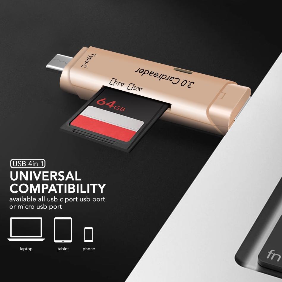 Jual Siap Kirim.. 4 in 1 USB 3.0 / Type C / SD Card / TF Memory Card ...