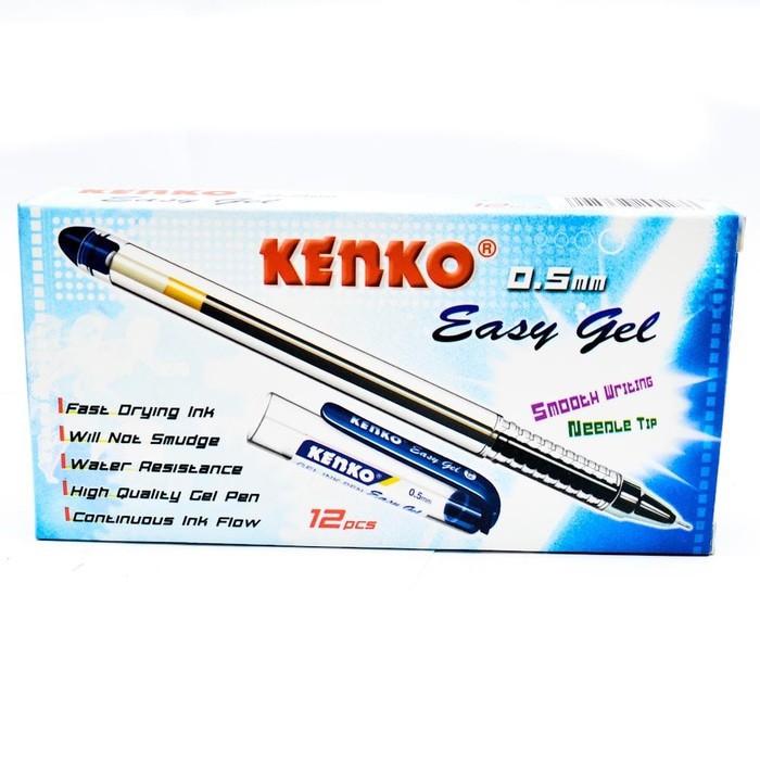 Jual Bolpen / Pulpen Kenko 0.5 mm Easy Gel Warna Hitam / Biru | Shopee ...
