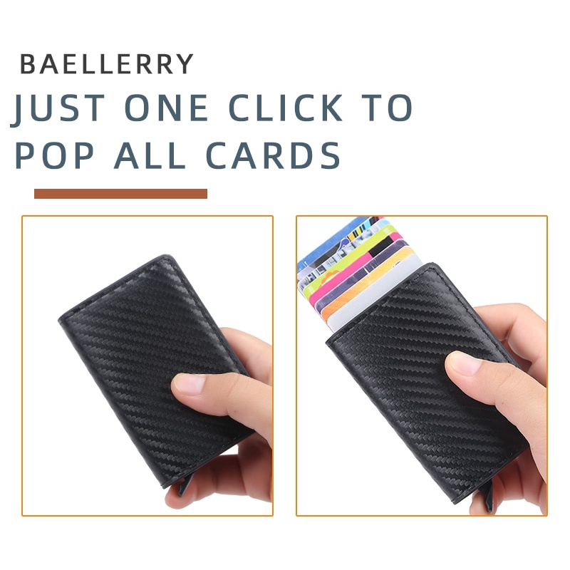 Jual Baellerry Dompet Kartu Anti Maling Magnetic RFID Carbon Style Flip ...
