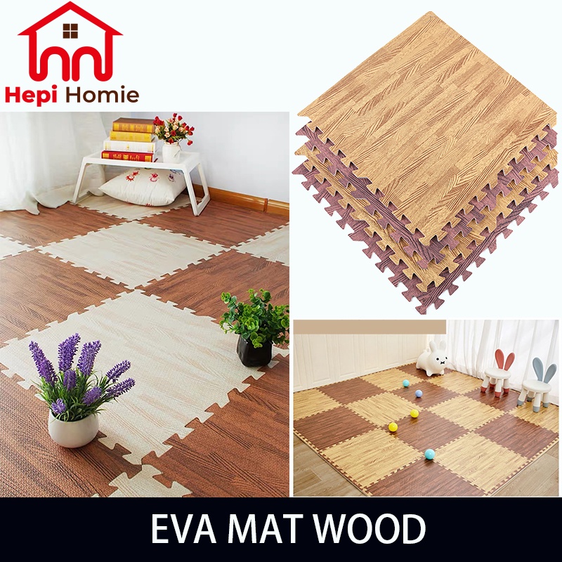 Jual [HH] 60X60X1CM PUZZLE ALAS LANTAI EVA MAT WOOD KARPET TIKAR MATRAS ...