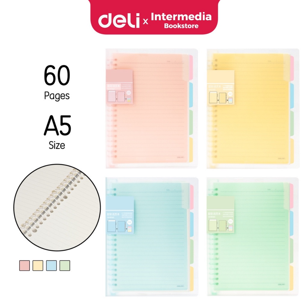 Jual Deli Binder Note Buku Notebook Loose Leaf Binder A5/B5 60 Halaman ...