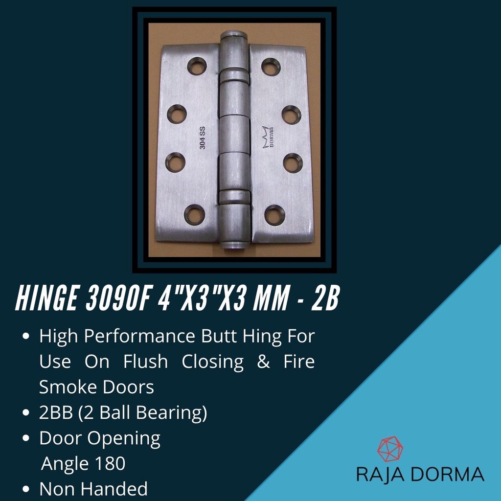 Jual Engsel/Hinge Dorma 3090F 4x3"x3 mm - 2BB / SSS (SUS 304) | Shopee ...