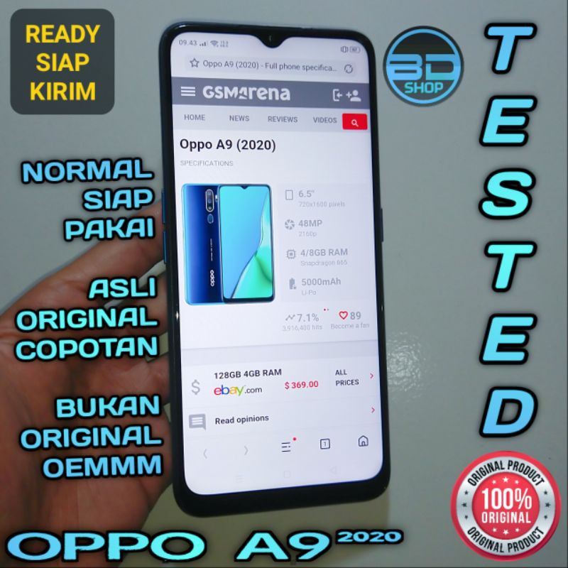 Jual ORIGINAL ASLI COPOTAN LCD Touchscreen Frame Bazzel OPPO A9 2020 ...