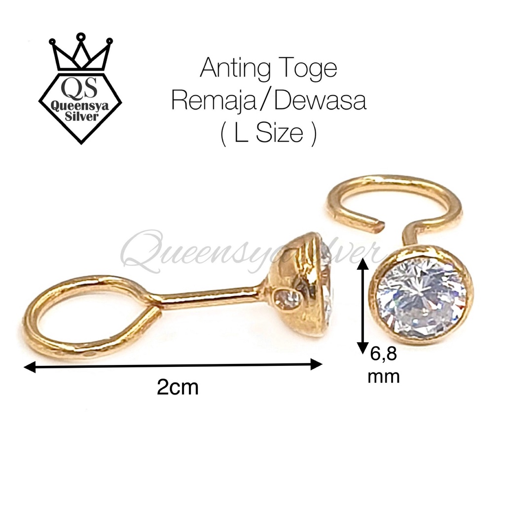 Jual Anting Perak Asli Anting Toge Asli Silver 925 Lapis Emas Ukuran BAYI / REMAJA / DEWASA ...
