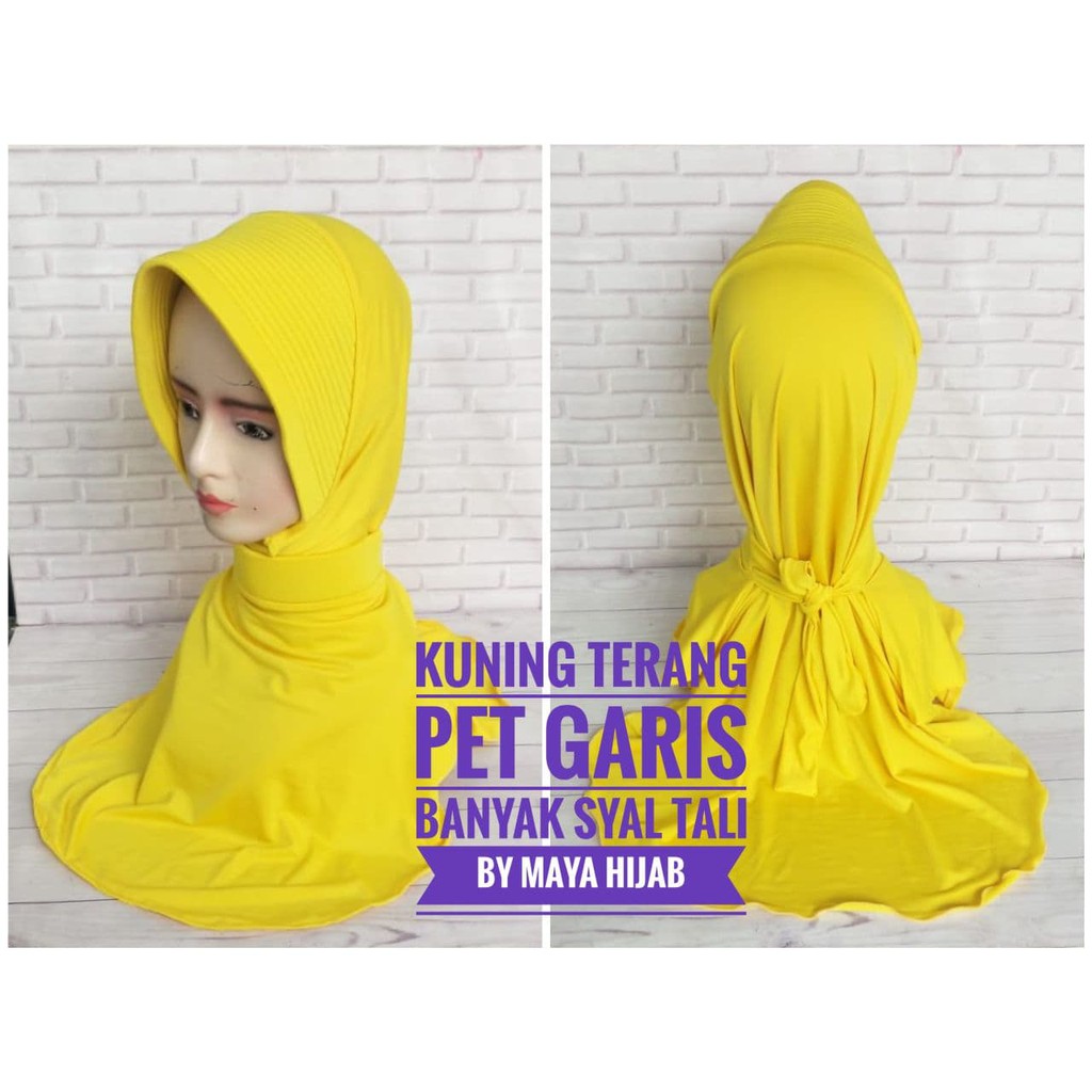 Jual Jilbab dinas kuning terang Pet garis banyak syal Tali | Shopee ...