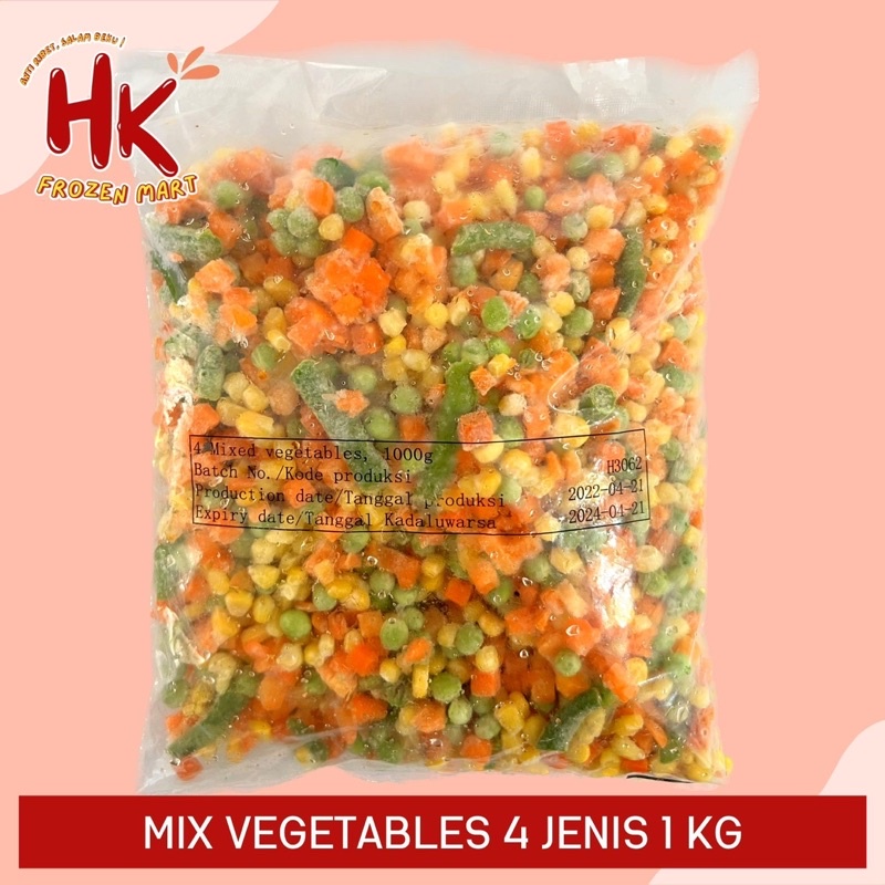 Jual Mix Vegetables 4 Jenis 500gr & 1 kg (sayur frozen wortel jagung ...