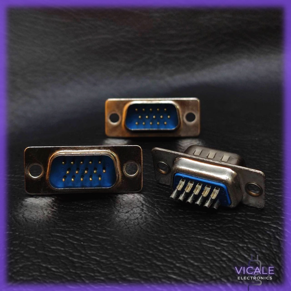Jual DB15 VGA Male Solder Type Connector 15 Pin 3 Row (Min. Order 10pcs ...