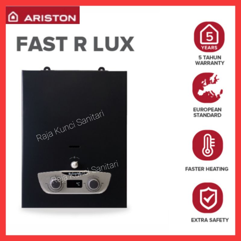 Jual Water Heater Ariston Gas 5 Liter Hitam/Pemanas Air FAST R LUX 5 ...