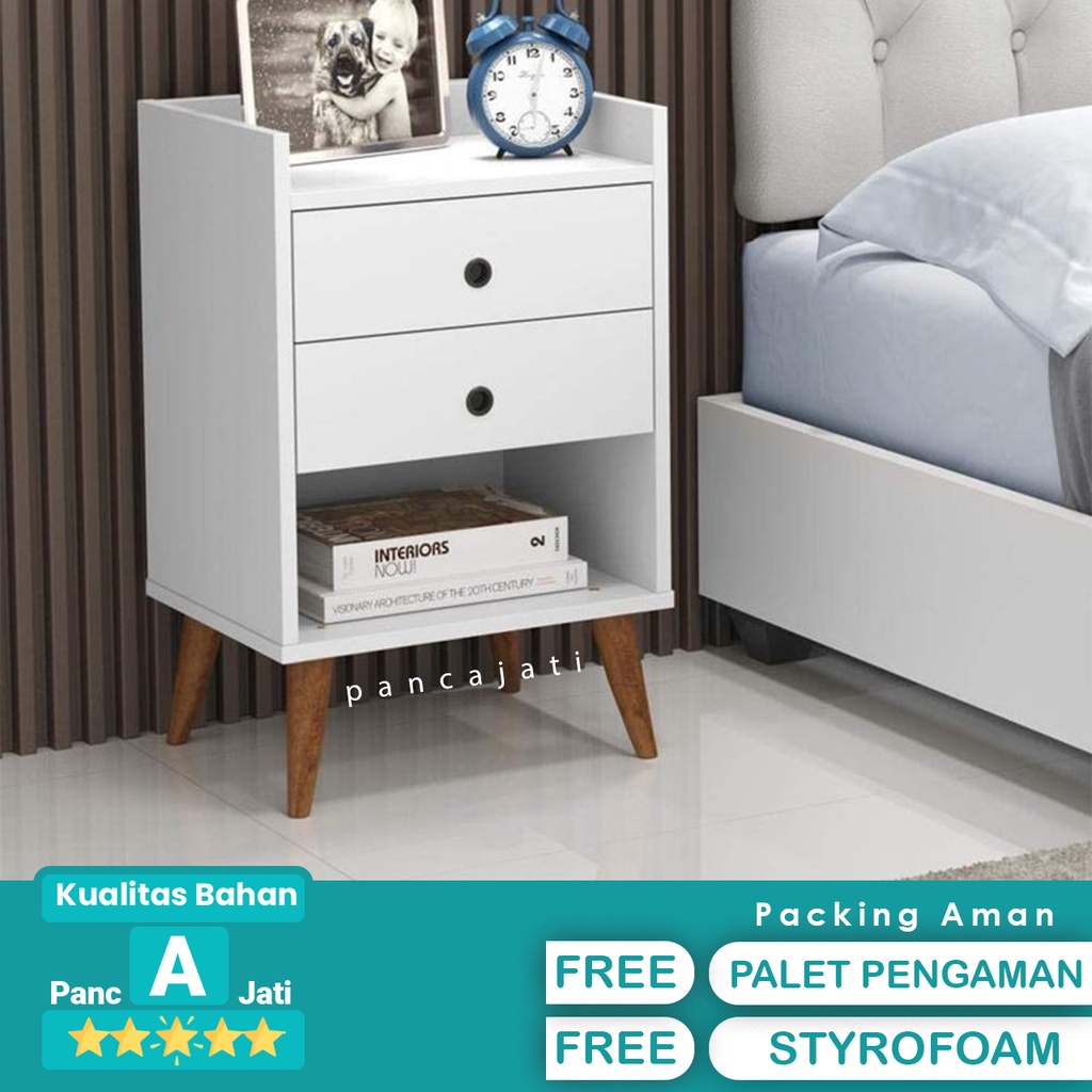 Jual Meja Nakas Minimalis Bedside Table Warna Putih 2 Laci | Shopee ...