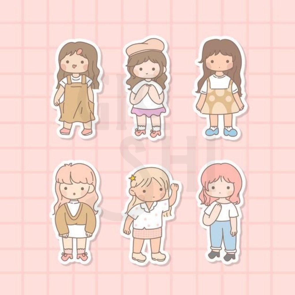 Jual stiker aesthetic Korean Chibi by Gioshi.Store | Shopee Indonesia