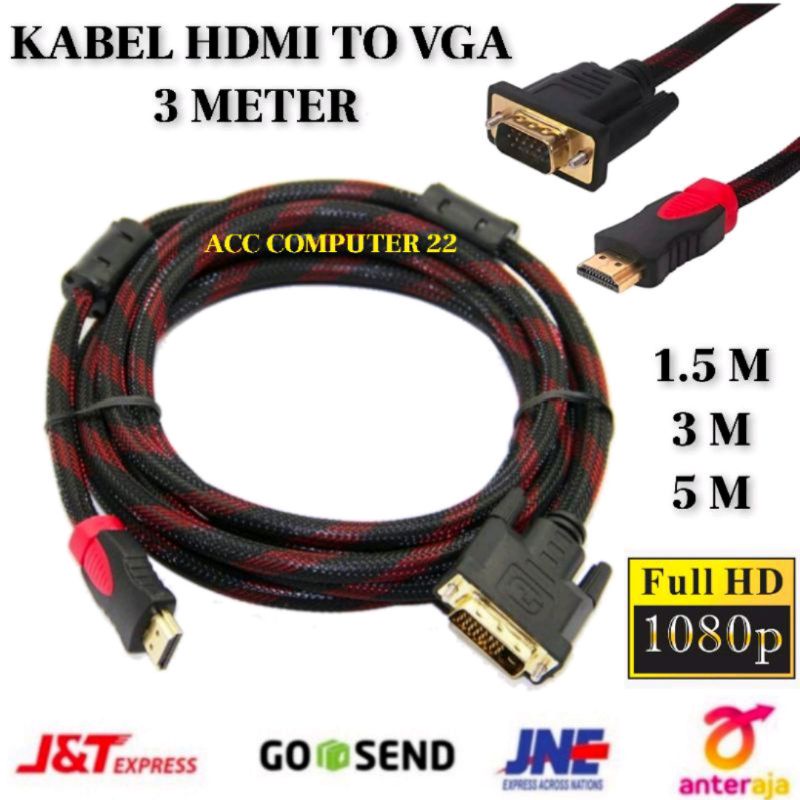 Jual [ SKS ] COD KABEL HDTV TO VGA 3 METER / CABLE HDTV TO VGA 3M ...