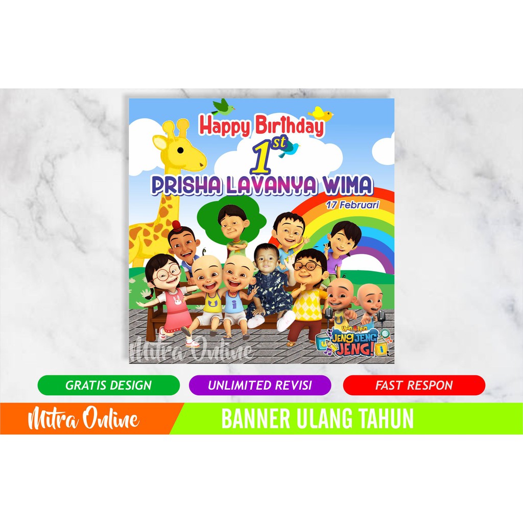 Jual Spanduk Ultah krakter upin dan ipin / Banner Ulang Tahun Tema Upin ...
