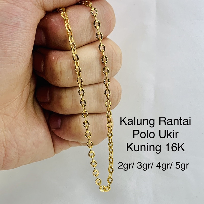 Jual Kalung Rantai Emas Asli Model Polo Holo Hollow Ukir Kuning Kadar ...